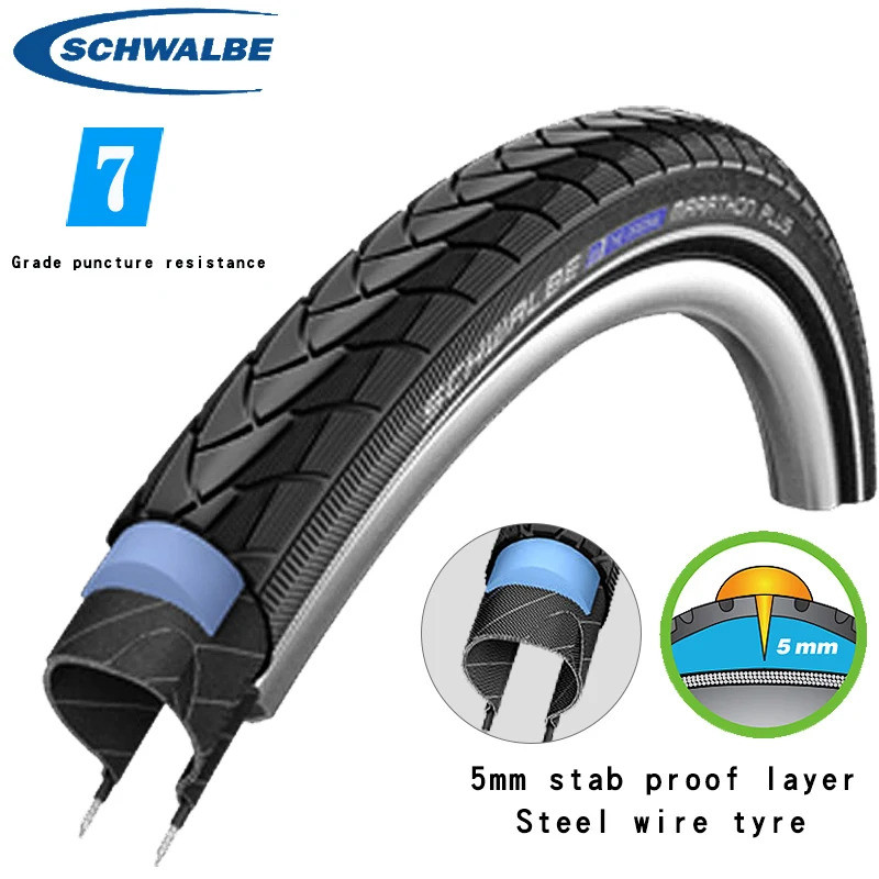 Schwalbe marathon plus 700C steel wire stab proof tires 700*25C 28C 32C 35C 43C Mountain Travel ...
