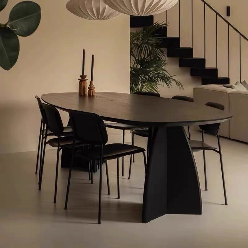 Nordic Black Solid Wood Dining Table Household Small Apartment Lonely ...