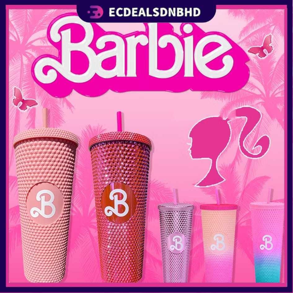 710ml Barbie Straw Cup Bling Pink Barbie Diamond Studded Tumbler Barbie ...
