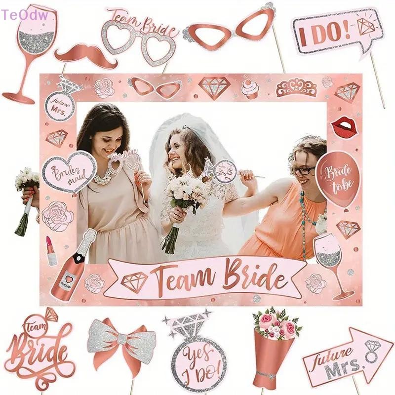 [TeOdw-t] 25pcs 'Team Bride' Photo Booth Props Set With Paper Frame ...