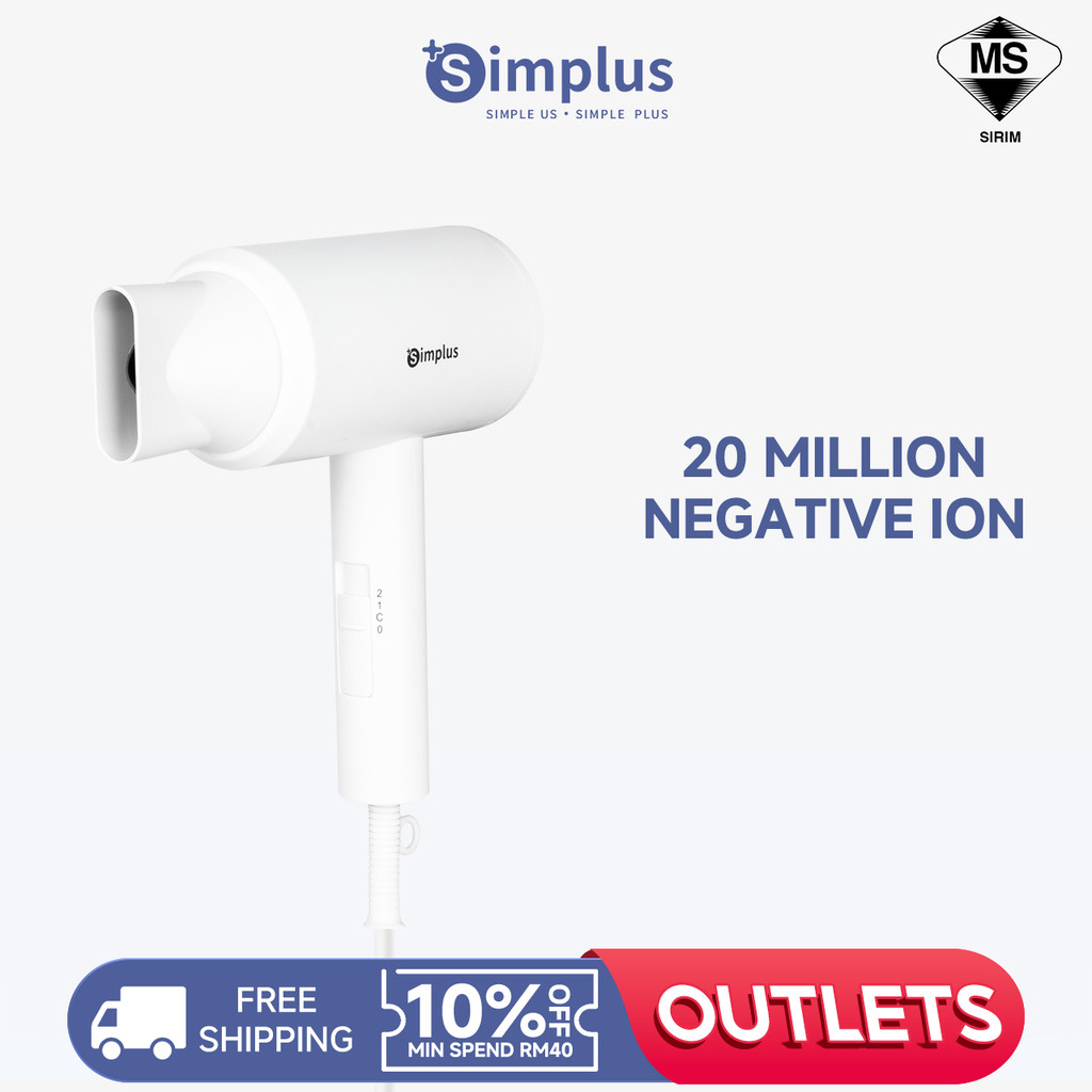 Simplus Power Compact Lightweight Fast Dry Ionic Hair Dryer (1800W ...