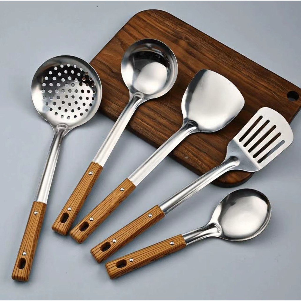 Stainless Steel Kitchen Utensils Set Leak Spoon Spoon Ladle Turner ...