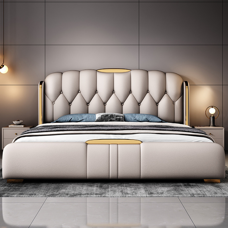 Italian Minimalist Leather Bed Modern Simple Master Bed Large Bed High ...