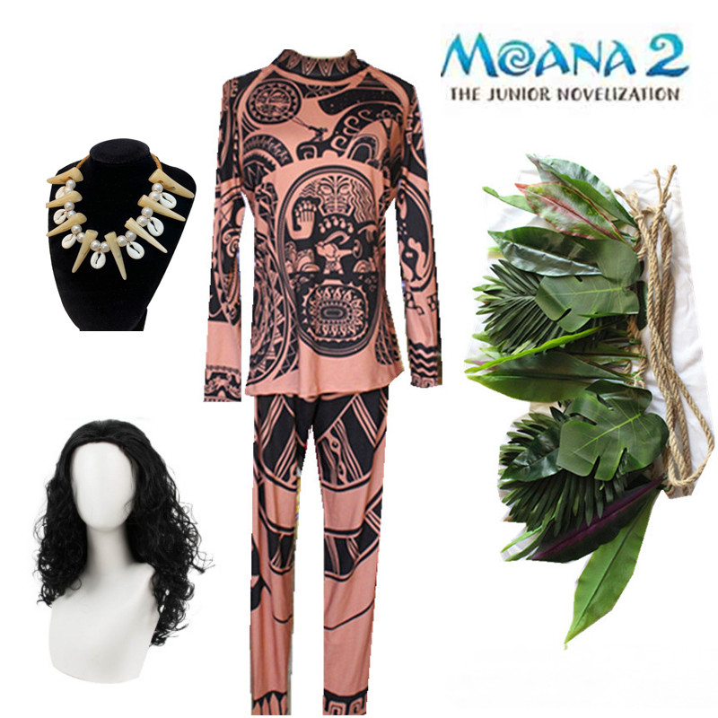 Movie Moana 2 Maui Costume for Adult Men Long Sleeve Indian Native ...