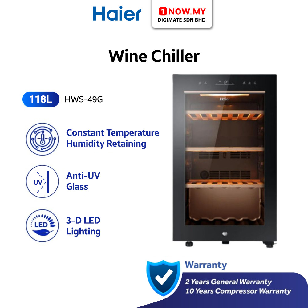HAIER 118L Wine Chiller HWS-49G | Smart Digital Touch Control Panel ...