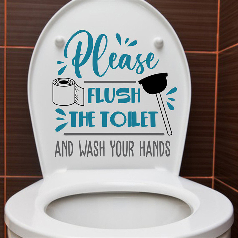guyumao Flush The Toilet PVC Toilet Stickers Creative Washroom Toilet ...