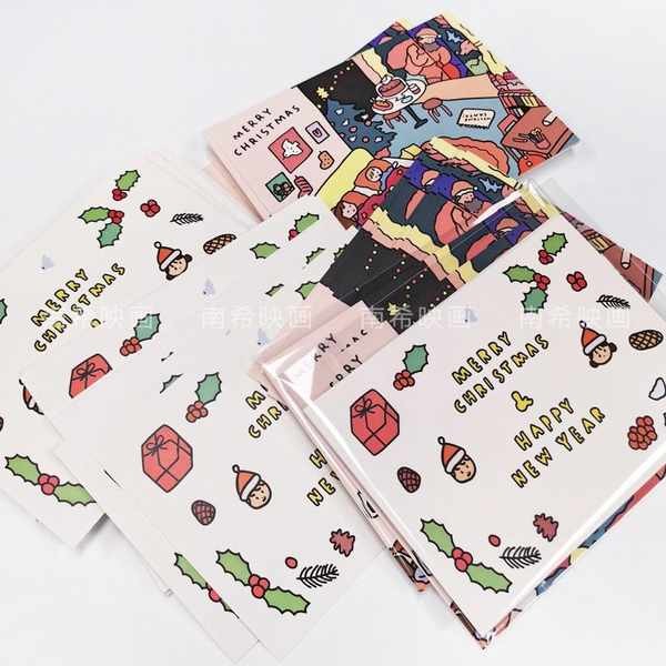 christmas card Reka bentuk Korea elemen Krismas romantis dengan set kad ...