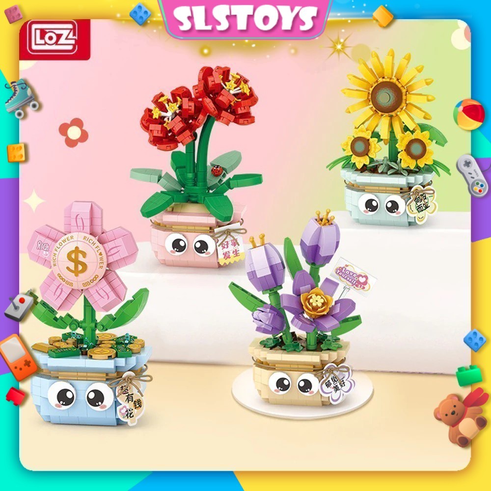 LOZ IDEAS 8839/8840/8841/8842 Street Mini Block Flower Pots Gift ...