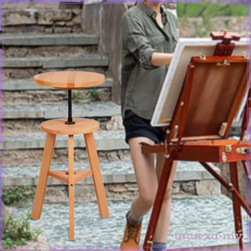 [UsusexaMY] Wooden Drafting Stool Painting Stool Swivel Seat Stool ...