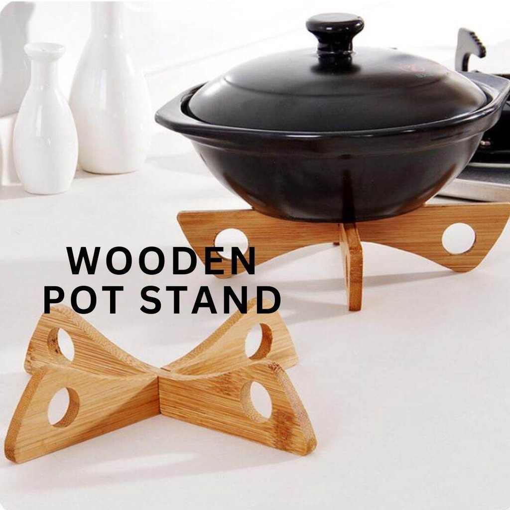 MYBamboo Base Pot Stand Racks Pelapik Kayu Periuk Splitable Pots ...