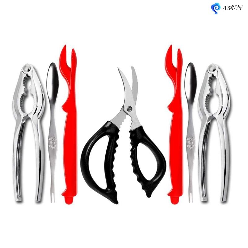 7 Pcs Seafood Tools Set Includes 2 Crab Crackers, 2 Lobster Shells, 2 ...