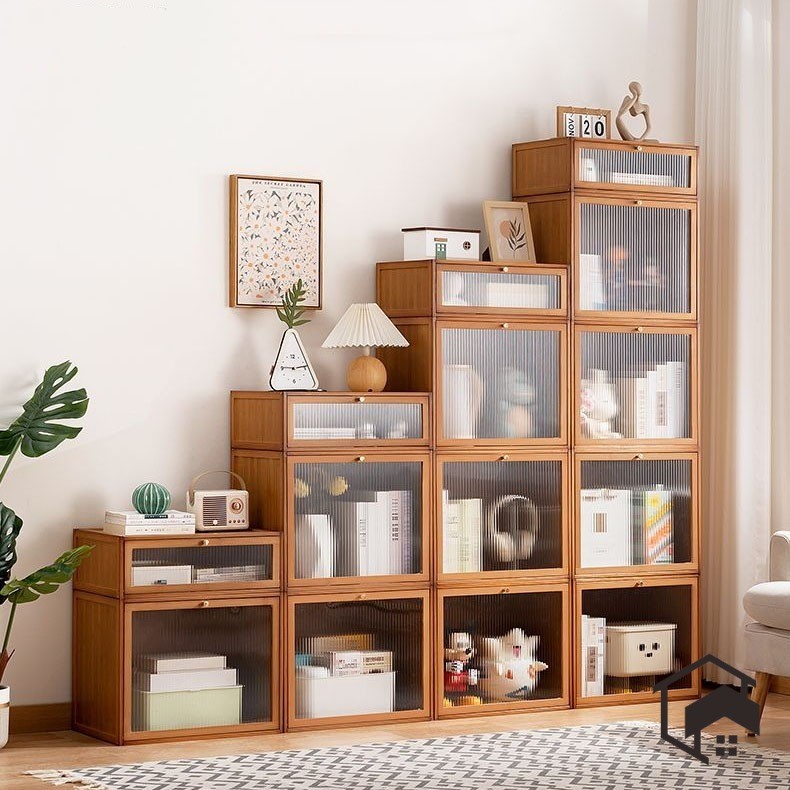 Stackable Storage Cabinet Bamboo Kitchen Cabinet Sideboard Storage Rack ...