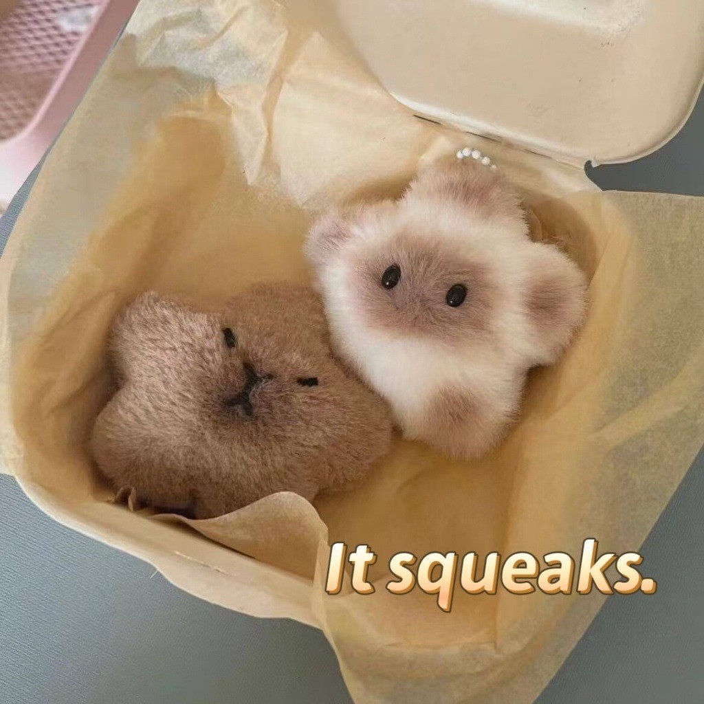 Cute Puffer Fish Plush Toy Keychain Squeaky Star Capibara Pendant ...