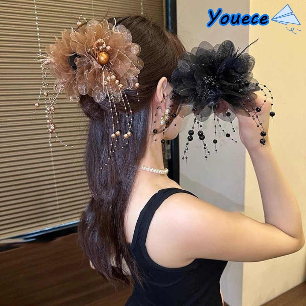 YOUECE Grasping Clip, Sequin Peony Flower Hair Claw, Fashion Plastic ...