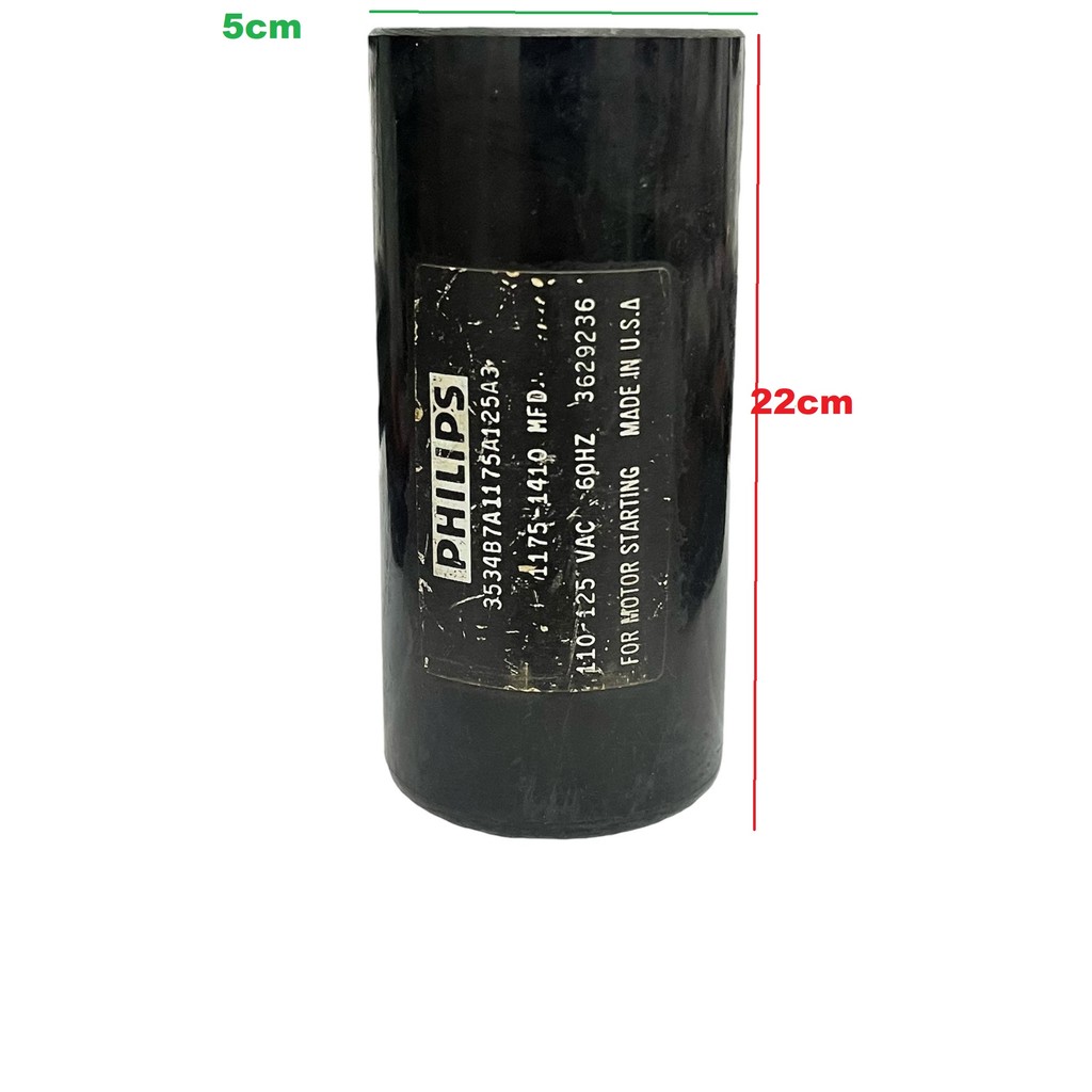 Philips Starting Capacitor Brand 1175-1410MFD 110-125 VAC 60HZ Terminal ...