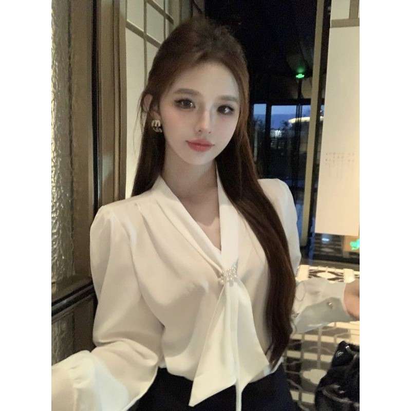 French Design White Shirt Girls Pure Desire Style Classy Celebrity V ...