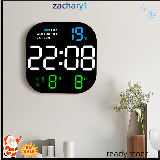ZACH Led Digital Wall Clock 10 Level Adjustable Brightness Time ...