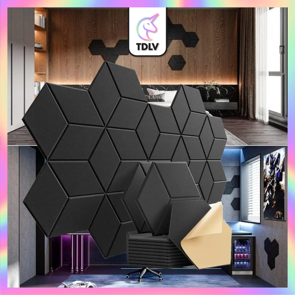 TDLV 12 Pcs SoundProof Acoustic Panel Soundproofing Wall Stickers Home ...