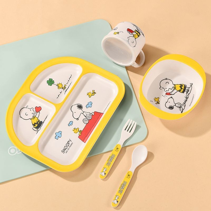 MQ Snoopy Breakfast Compartment Plate One Person Tableware Set | Shopee ...