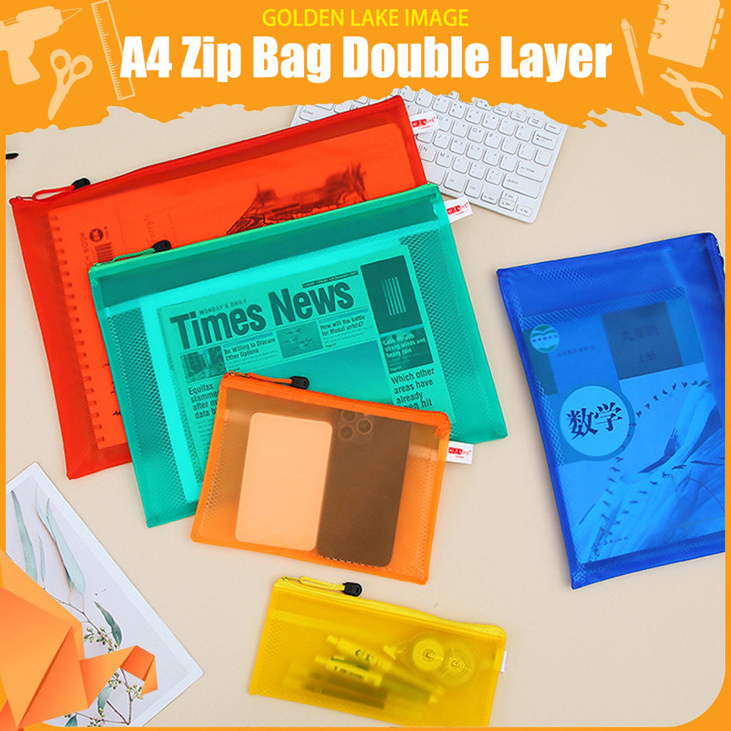 🇲🇾 A4 / A5 / A6 (2 LAYER) Document Bag Zipper File Pocket Storage ...