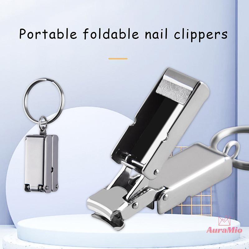 [AuraMio] Stainless Steel Mini Folded Nail Clipper With Key Ring Handle ...
