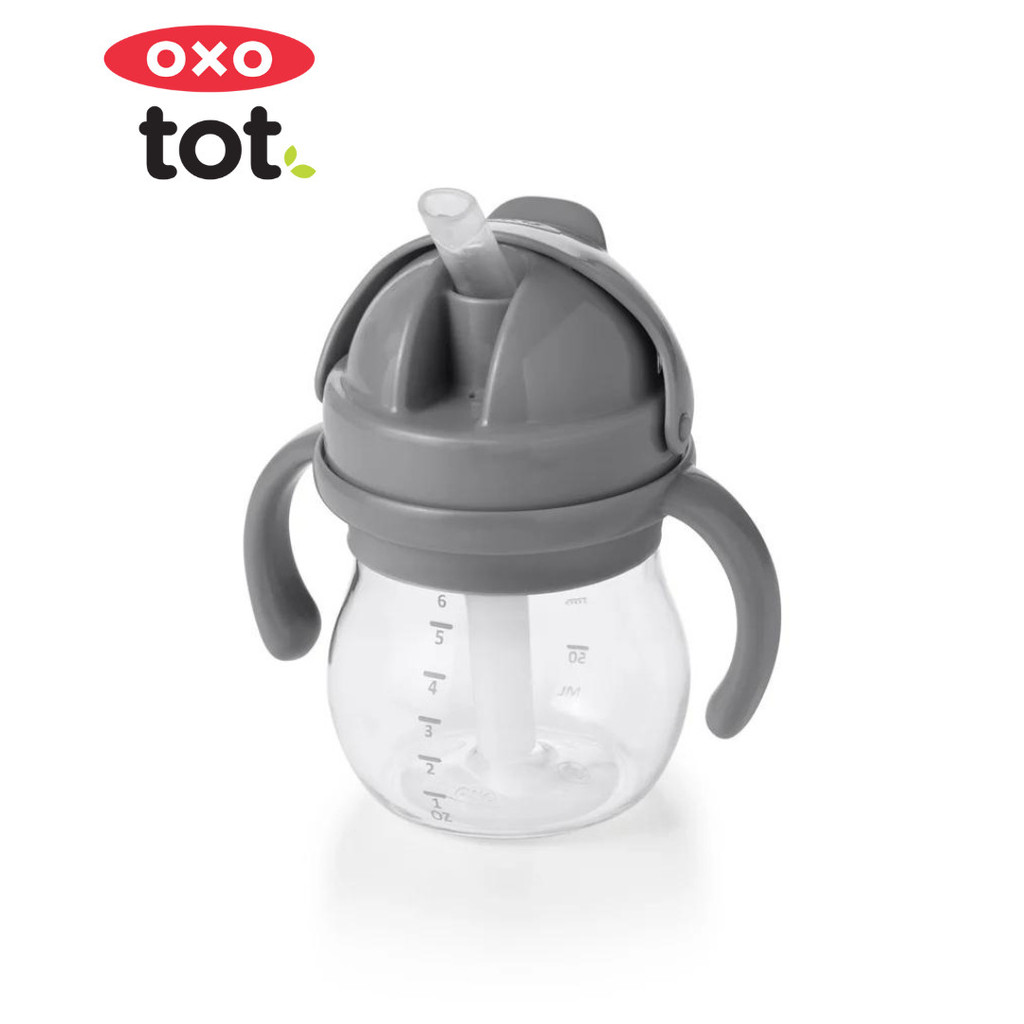 Oxo Tot Grow Straw Cup W/Handles 6oz - Gray (8m+) | Shopee Malaysia