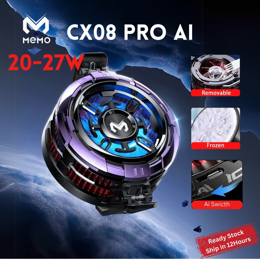 NEW MEMO CX08 PRO Ai 27W Phone Cooler Magnetic/ Back-clip Frozen Gaming Phone Cooler | Shopee ...