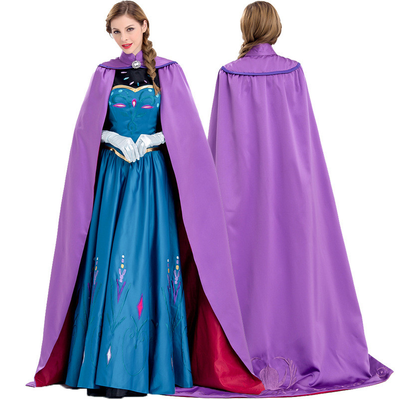 New Halloween Frozen cosplay Anna Dress Long Dress Masquerade Party ...
