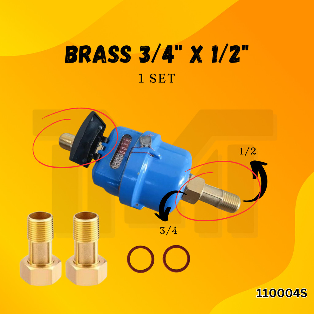 Brass Water Meter Coupling 1 set (2pcs) Standard Size | Shopee Malaysia
