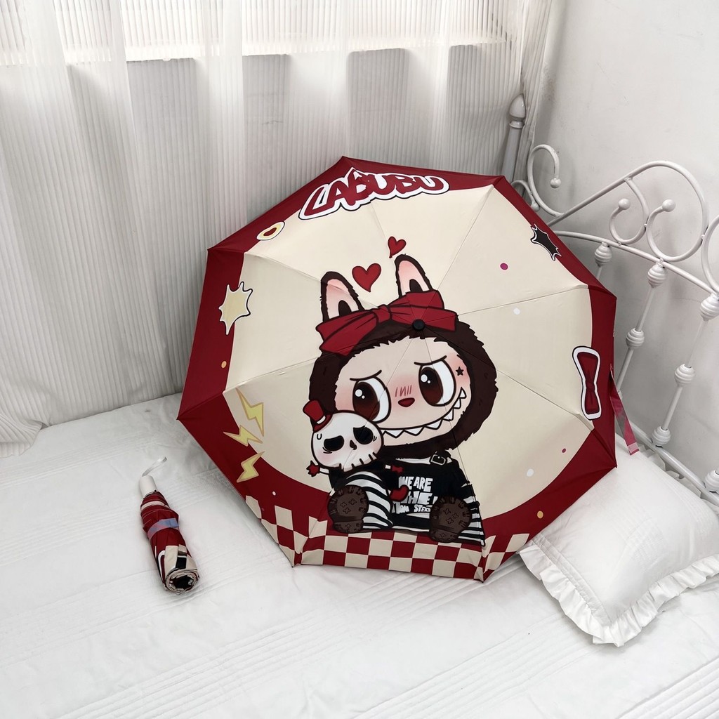 Female Cute Labubu Fully Automatic Umbrella Rain or Shine UV Protection ...
