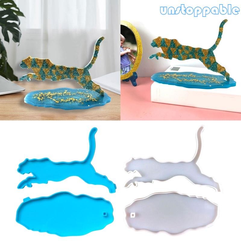 Un* DIY Leaping Leopard Tray Silicone Mould Crystal Resin Epoxy Mold ...