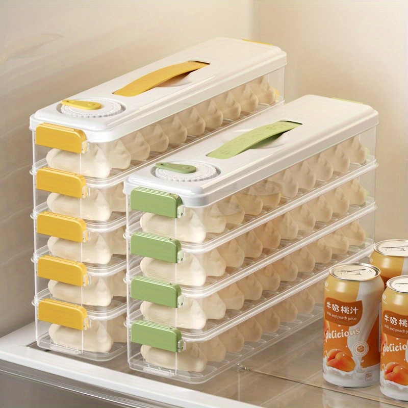 Food-Grade Kitchen Storage Clear Plastic Dumpling Box with Yellow ...