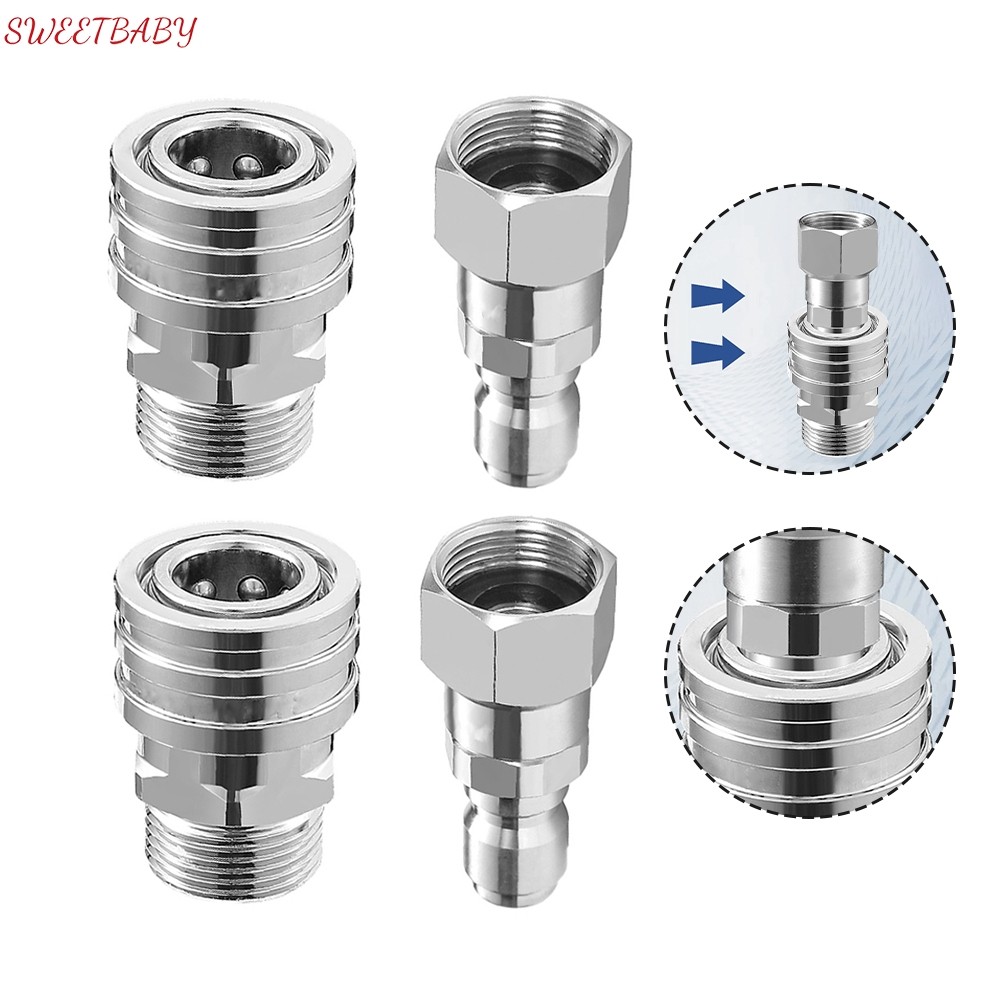NPT 3/8 Inch Male Female Quick Connector Kit Pressure Washer Adapters ...