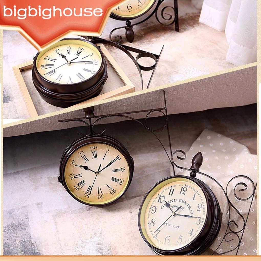 Retro Wall Clock Rounded Household Hanging Decors Home Ornament Scene ...