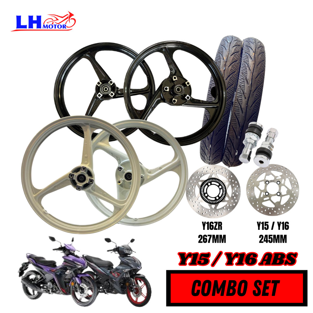 SPORT RIM 3 BATANG ENKEI WHITE TYRE EMAX RS150 RSX150 Y15ZR Y16ZR 160/160/17 UNCLE SPANAR ...