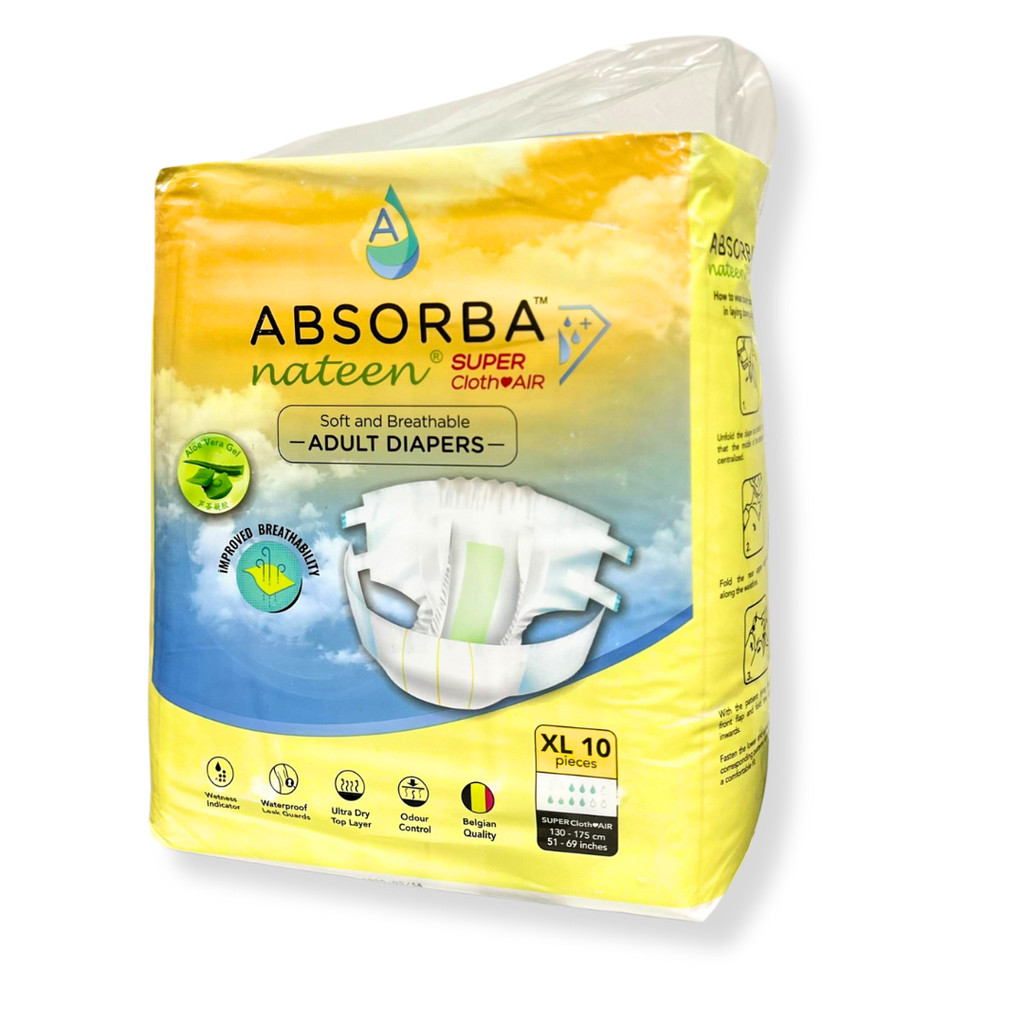⁠Absorba Nateen Super Cloth Air Adult Diapers XL | Shopee Malaysia