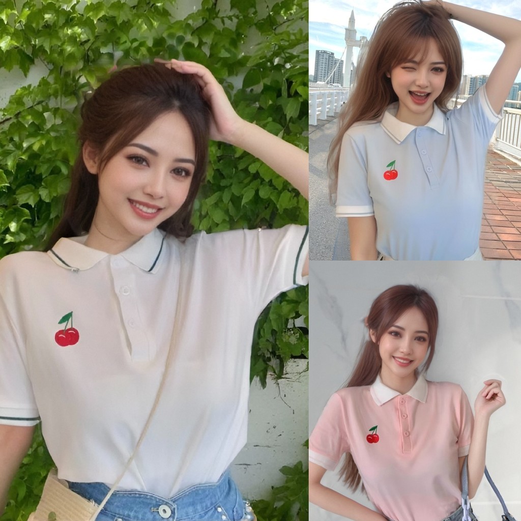 Japanese Style Short Sleeve Polo Shirt With One Piece Design For Girls ...