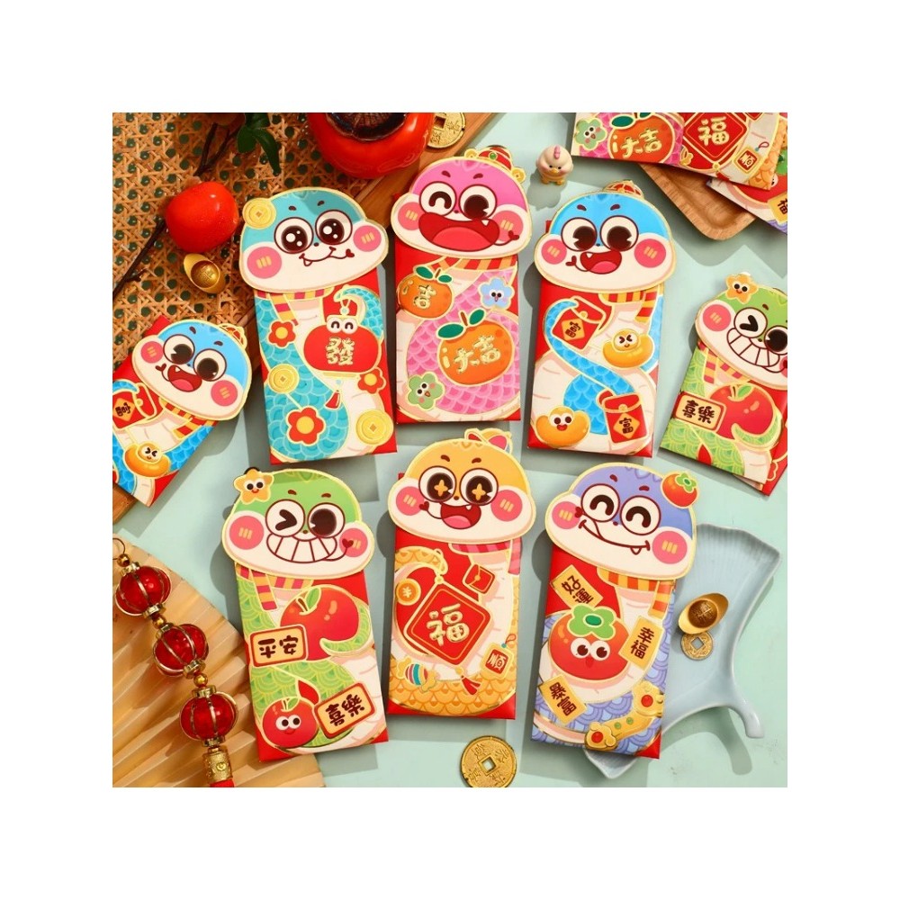 6Pcs Snake Year Red Envelope Money Packet Chinese New Year Lucky Money ...