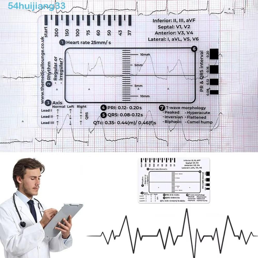 HUIJIANG Ecg/Ekg Reference Guide, Clear Portable Pocket ECG 7 Step ...