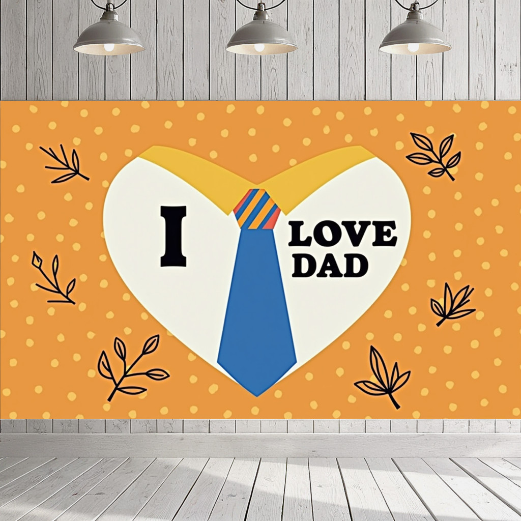 Fabric Happy Father's Day Backdrop Withe Suit With Yelloow Bowtie ...
