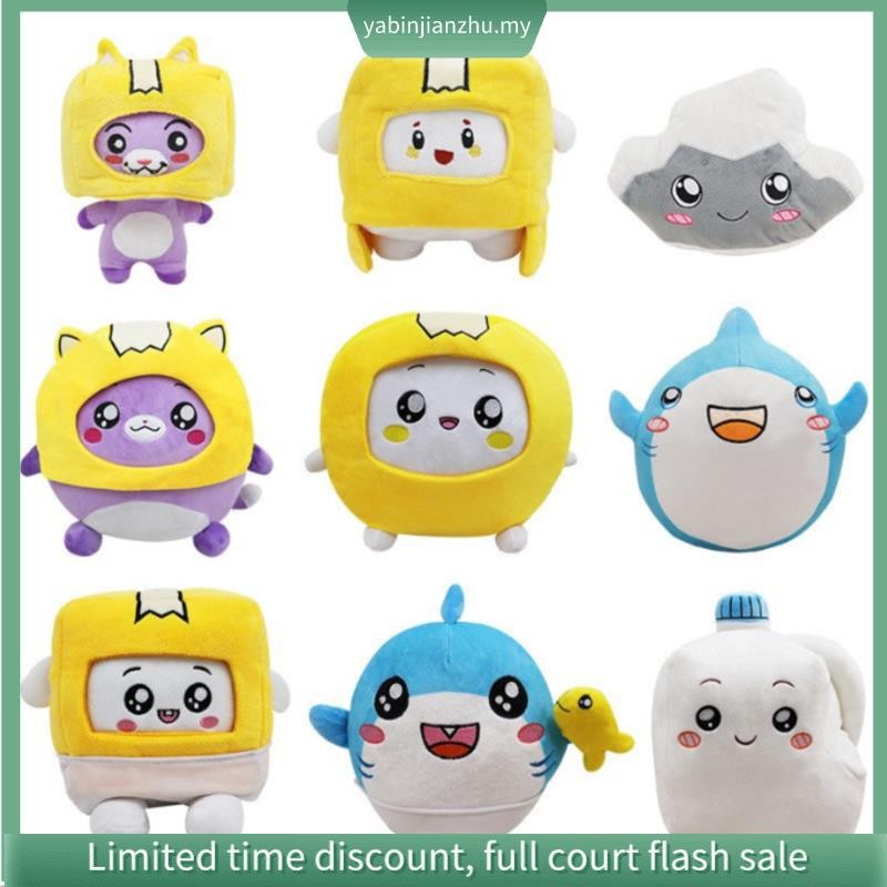 Lankybox BOXY FOXY ROCKY Plush Toy Cartoon Robot Shark Milk Bottle ...