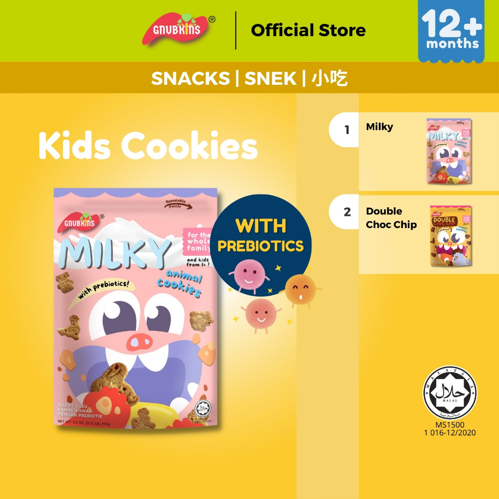 Gnubkins Kids Cookies With Prebiotics Milky & Chocolate Chip | Biskut ...