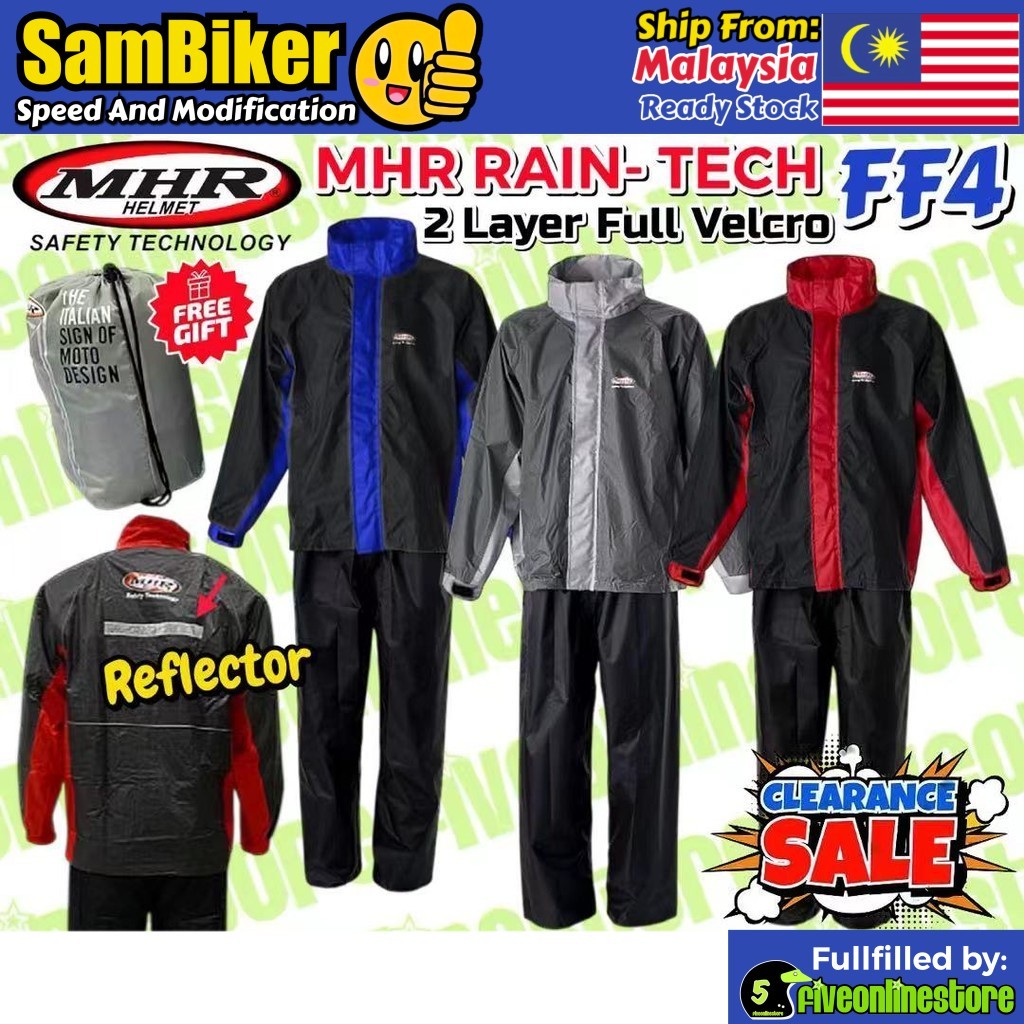 MHR FF4 2 Layer Raincoat Full Velcro With Wind Breaker & Net ORIGINAL ...