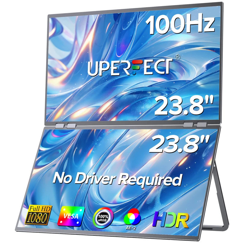 UPERFECT Delta 23.8" 100Hz Dual Monitor Portable Gaming Screen Laptop ...