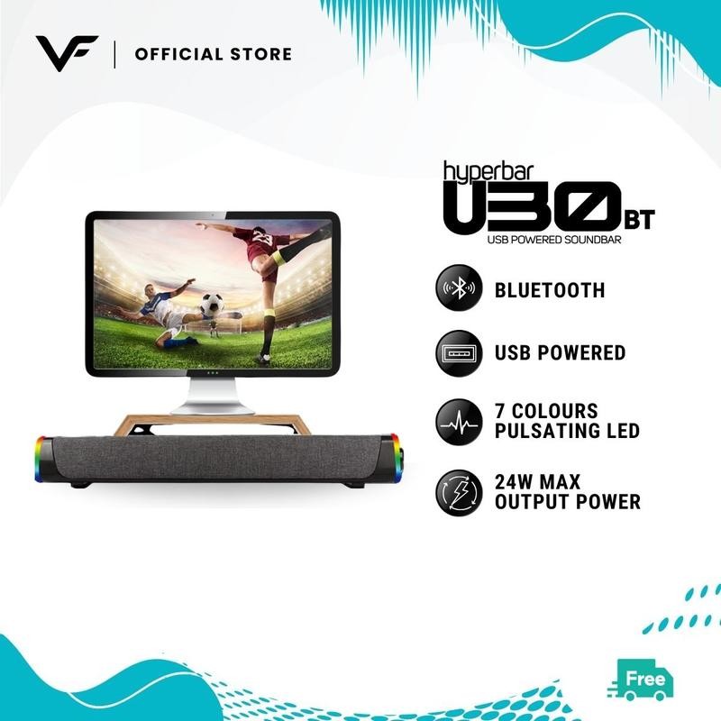Vinnfier VF Hyperbar U30 BT USB Power Soundbar with Led Light Bluetooth Aux Line In For Gaming ...