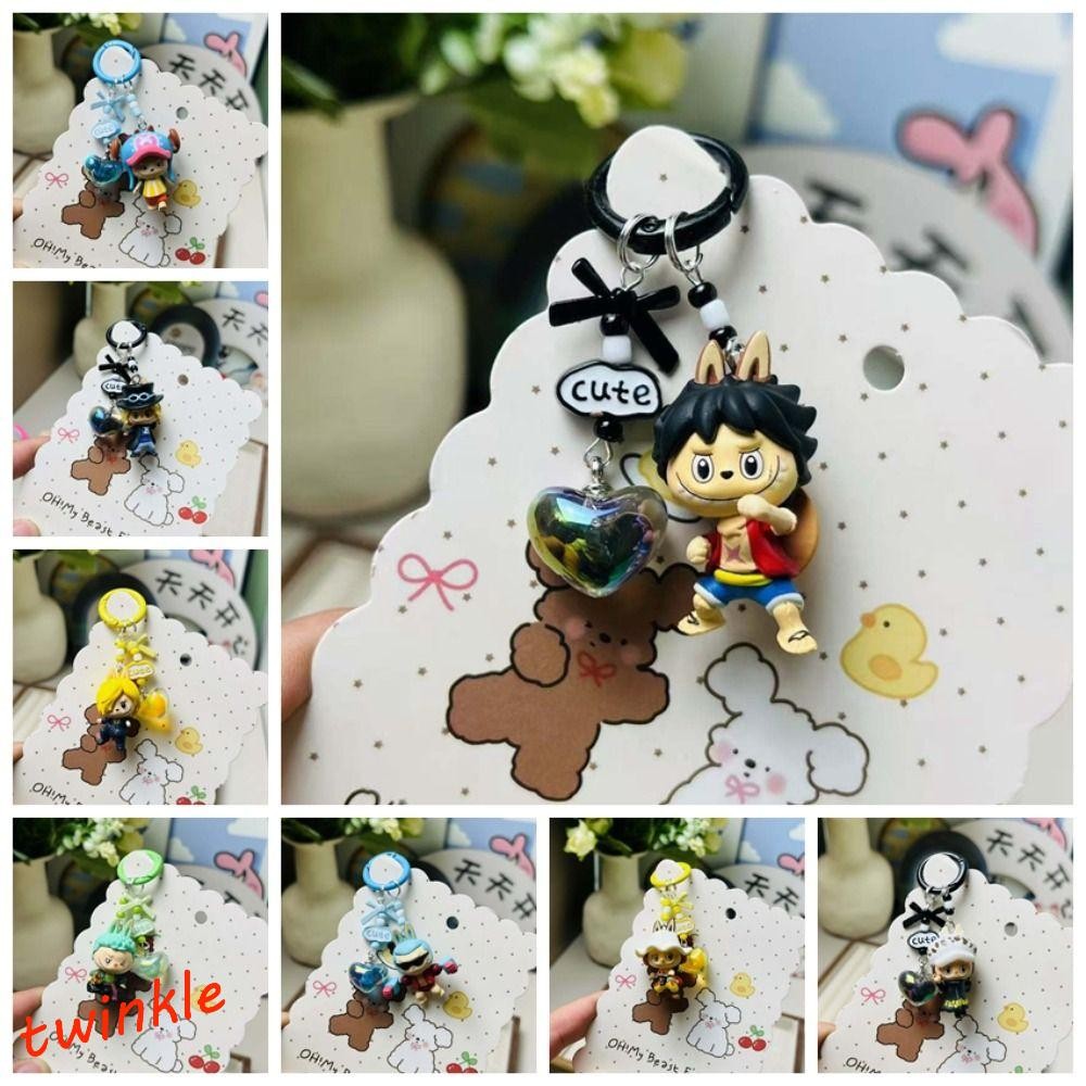 TWINKLE1 Chopper Labubu Key Ring, Beads Pendant Luffy Labubu Keychain, Lovely Silica Gel Franky ...