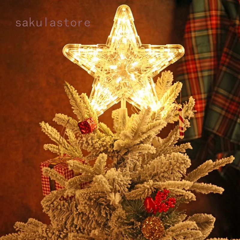 SKL Christmas Tree Topper Big Five-pointed Star LED Lights Shiny Flash ...