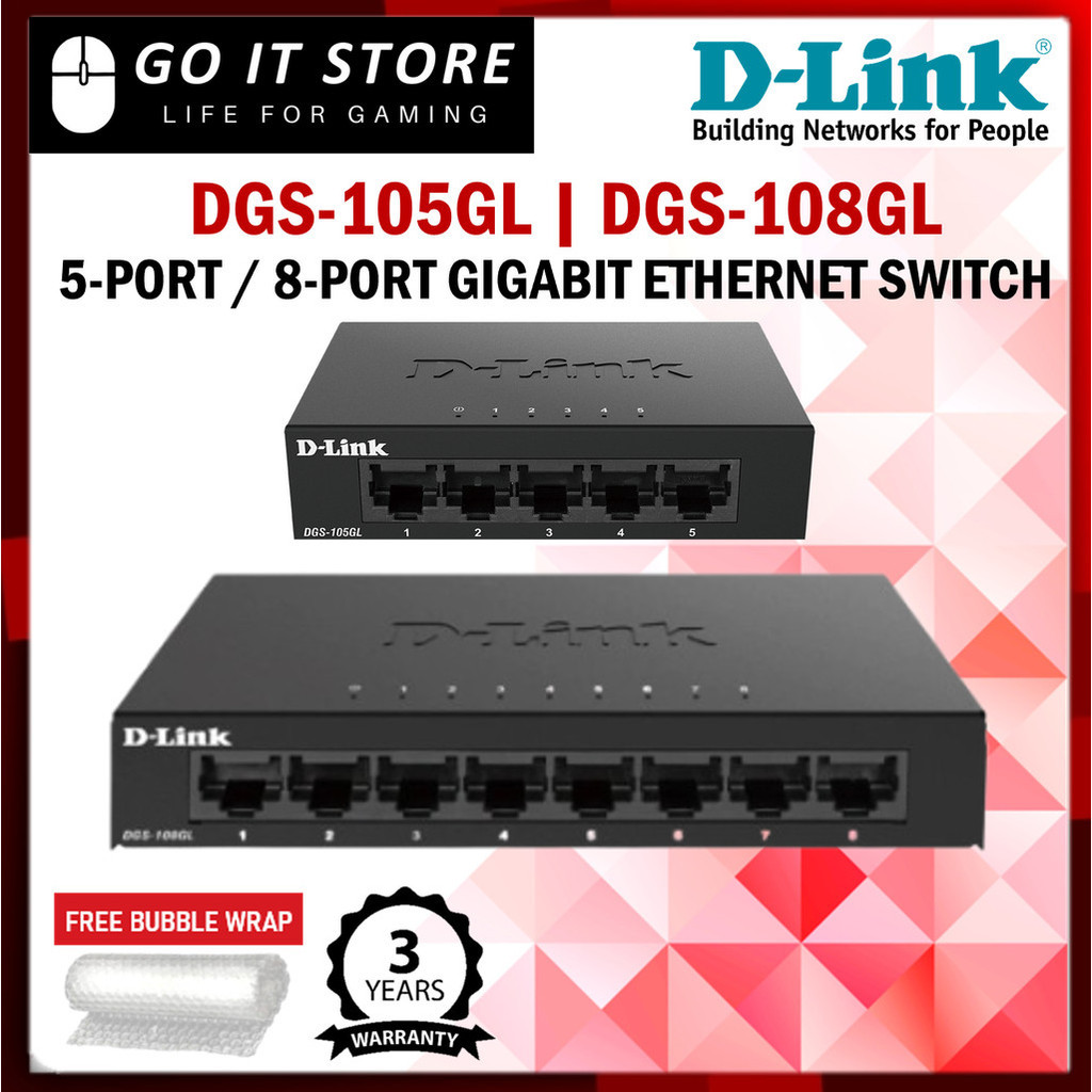 D-LINK DGS-105GL / DGS-108GL 5 Port / 8 Port Gigabit Metal Unmanaged ...
