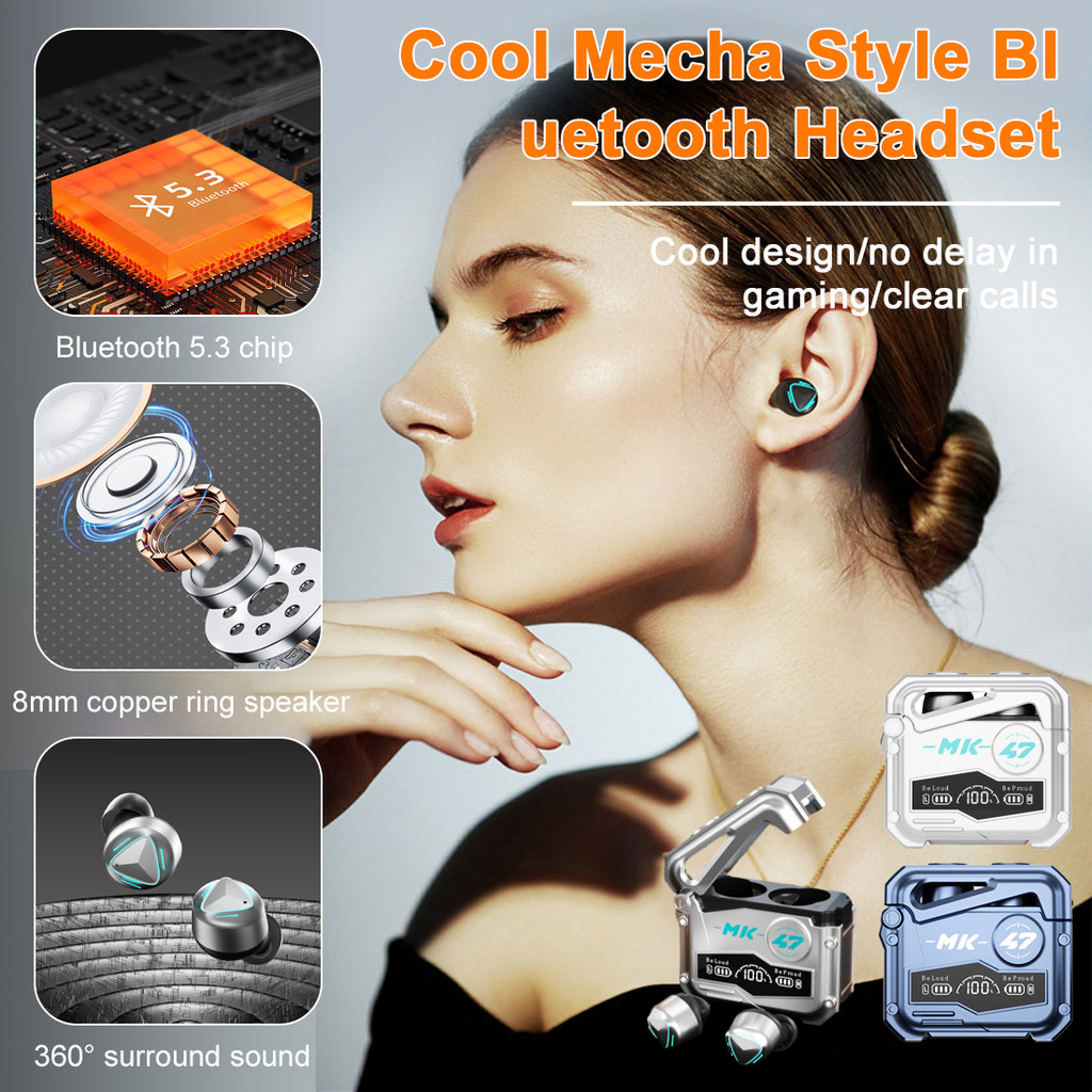 Mech cool high sound quality bluetooth inear headset long range gaming ...