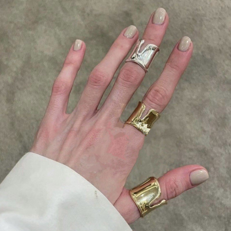 French Retro Copper Gold-Plated Irregular Glossy Metal Opening Knuckle ...